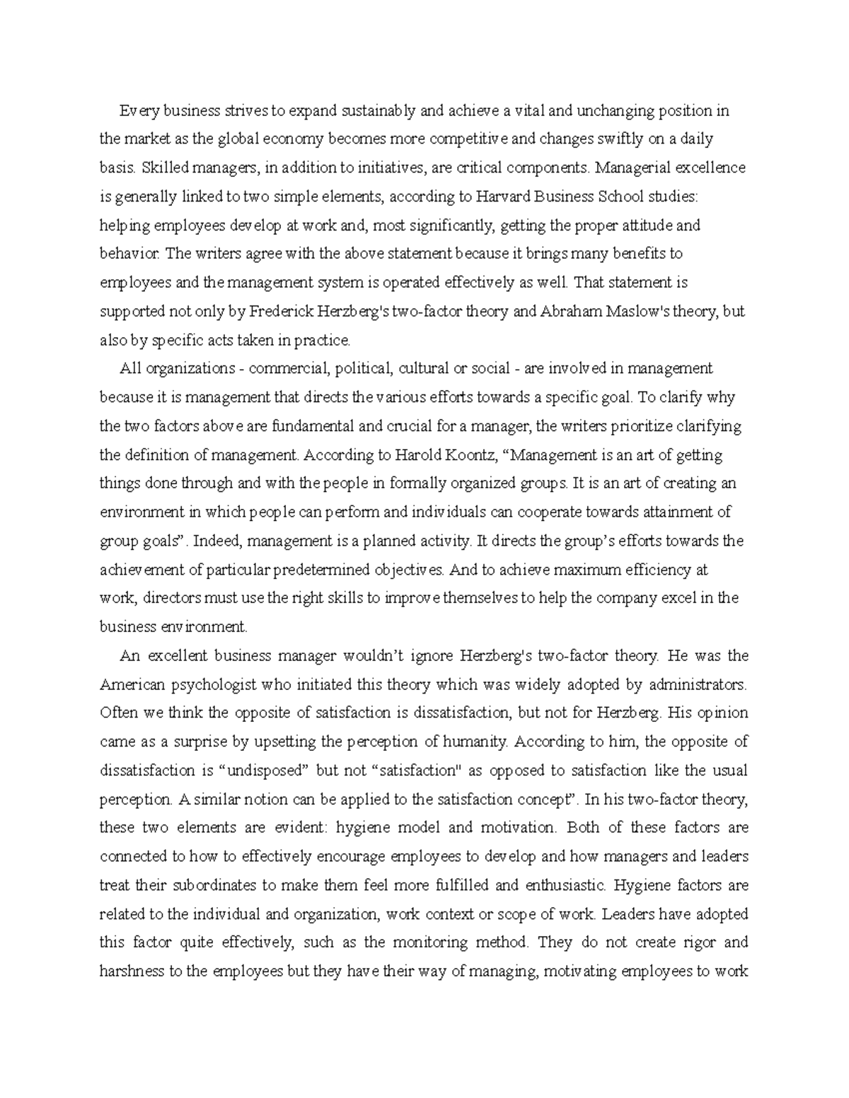 Essay-fuma - fundamental management - Every business strives to expand ...