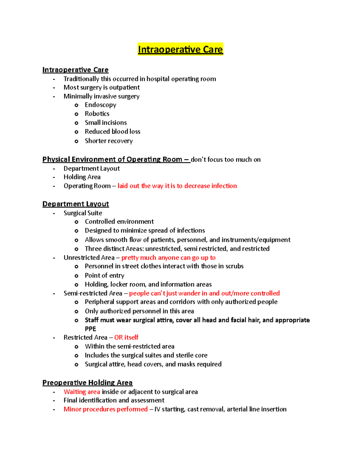 Intraoperative Care - intra op care - Intraoperative Care ...