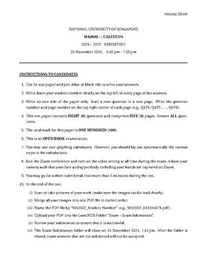 MA2002 Formula Sheet (Exam) - Definitions (a) The limit of f (x) equals ...