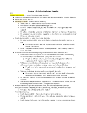 Classification for Intellectual Disability - Classification for ...