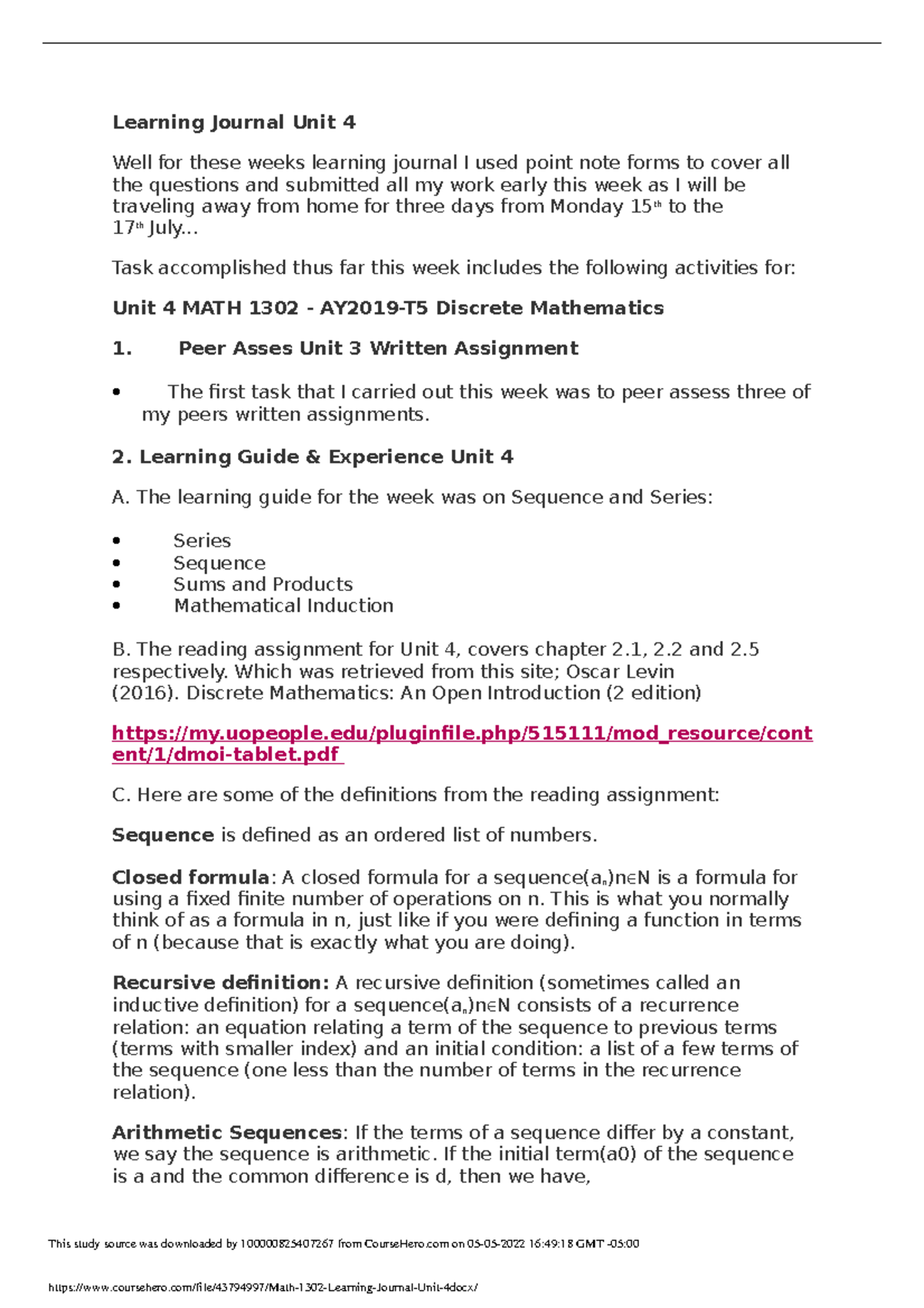 Math 1302 Learning Journal Unit 4 - Learning Journal Unit 4 Well for these weeks learning ...