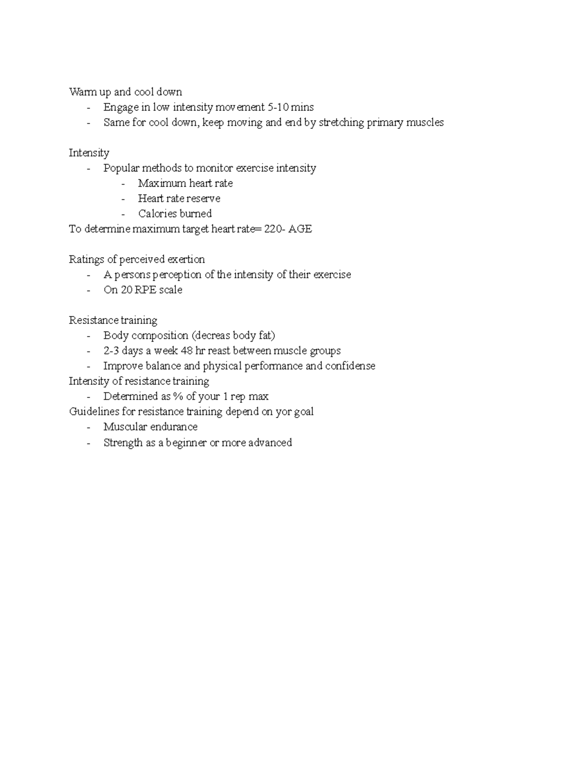 PE 144 2023 notes - Warm up and cool down - Engage in low intensity ...