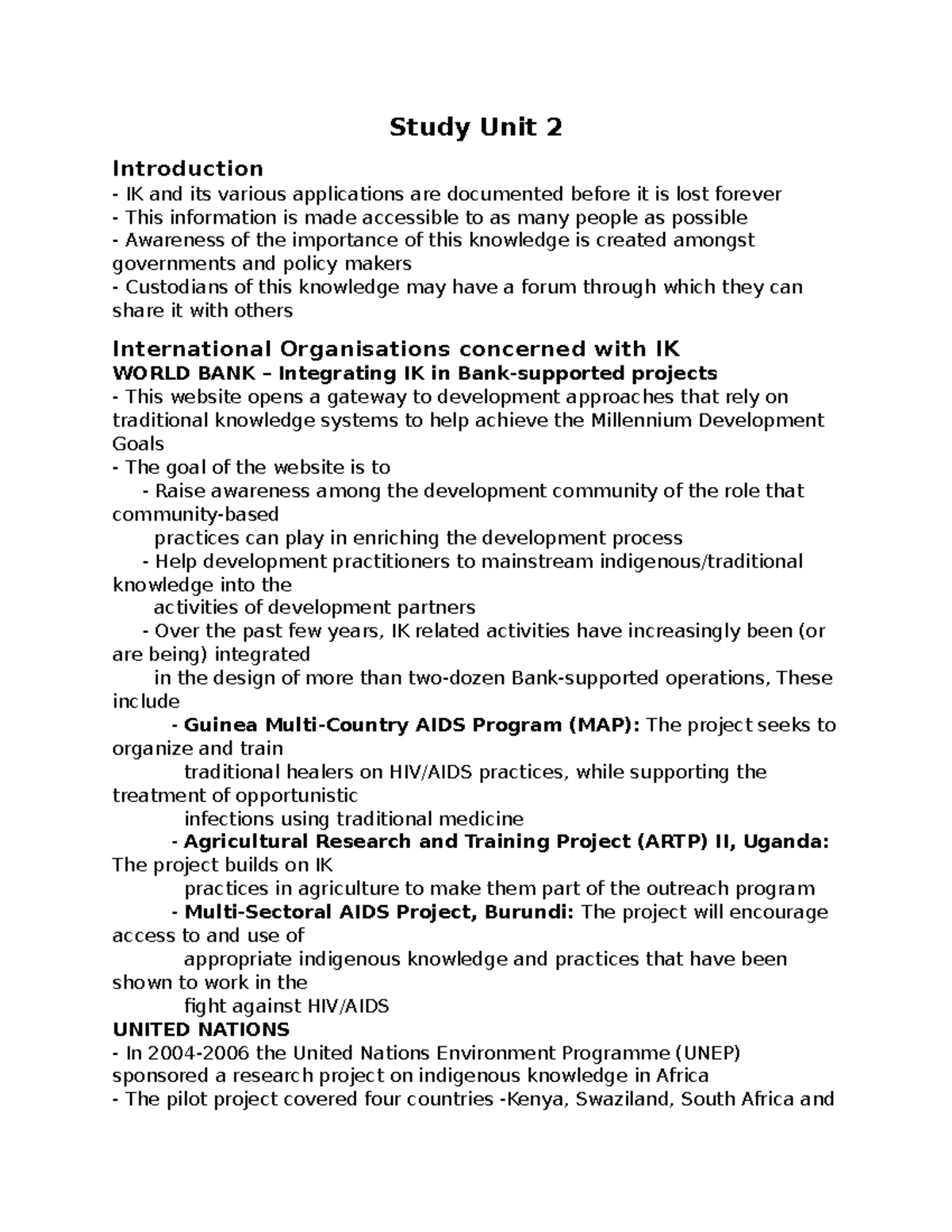 Study Unit 2 - Summary Indigenous Knowledge - Study Unit 2 Introduction ...