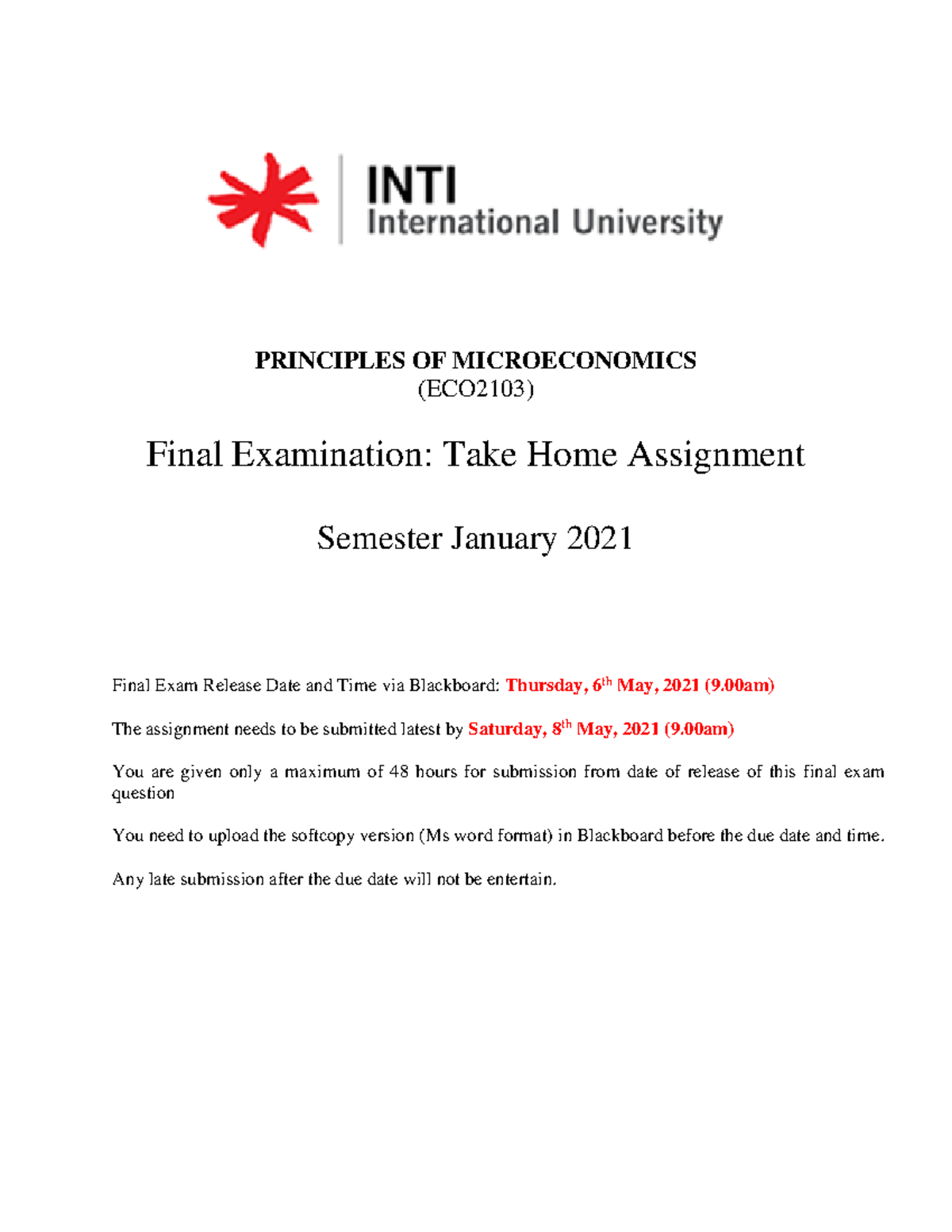 ECO2103 - Exam questions - PRINCIPLES OF MICROECONOMICS (ECO2103) Final ...