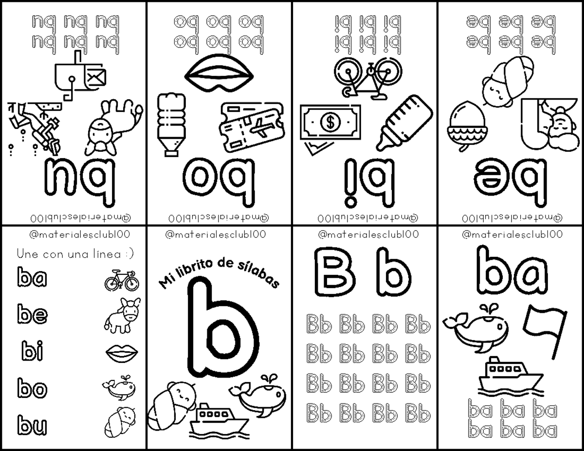 Librito de silabas letra B, librito de silabas b, librito de repaso ...