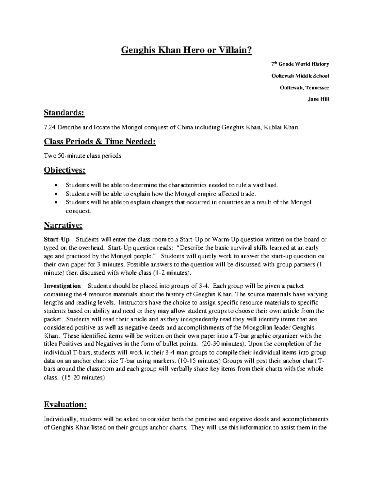 Genghis-Khan - Genghis Khan Hero or Villain? 7 th Grade World History ...
