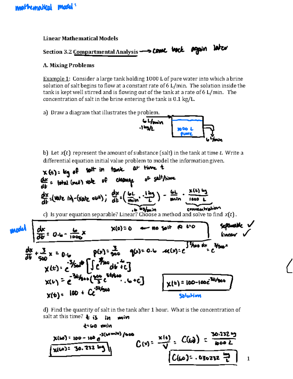 Linear Mathematical Models - 1 Linear Mathematical Models Section 3 ...