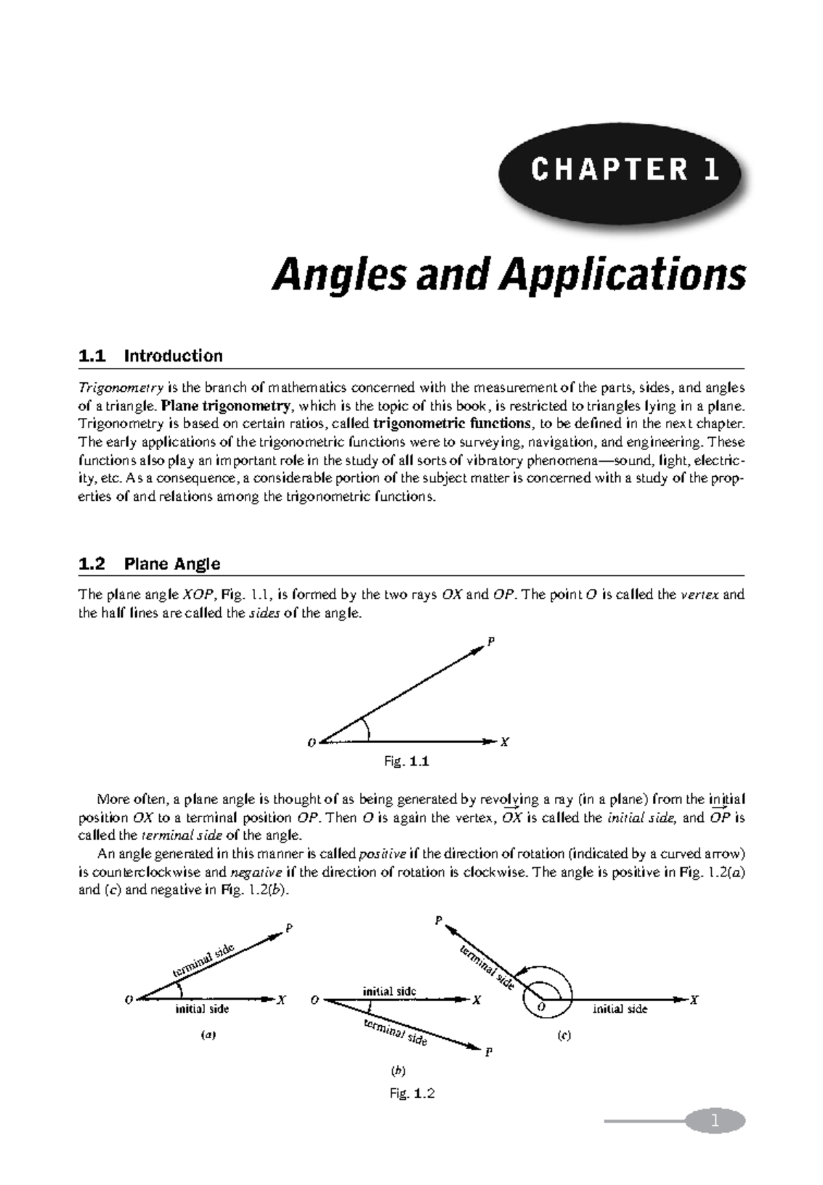 Initial trigonometry - Trig - C H A P T E R 1 1 Angles and Applications ...