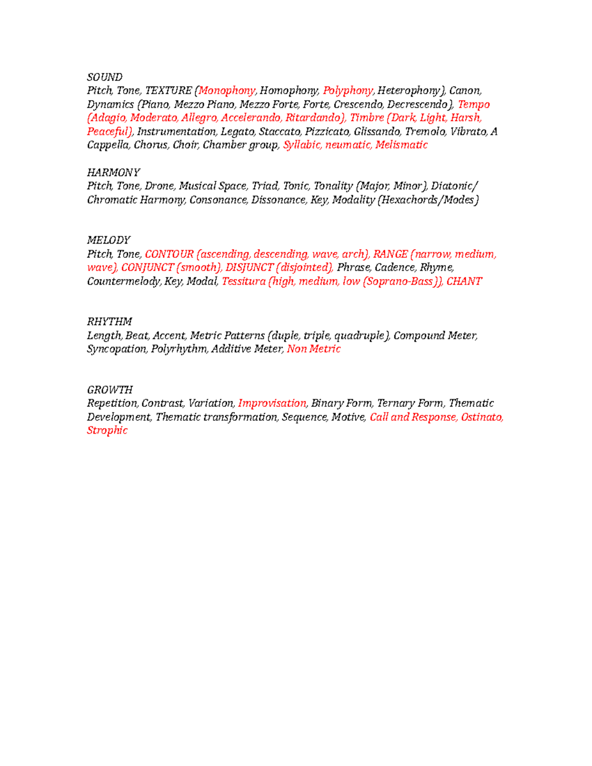 Unit2 Shmrg - exam prep - SOUND Pitch, Tone, TEXTURE (Monophony ...