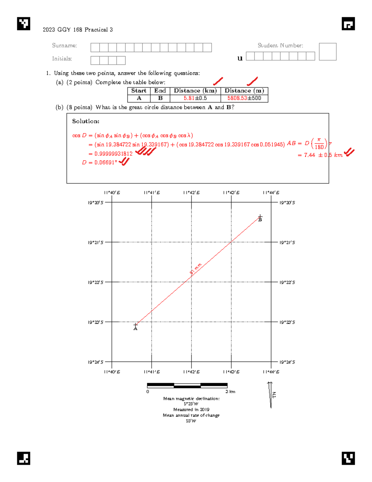 Prac3-distance-memo - None - 2023 GGY 168 Practical 3 Surname: Initials: Student Number: u 1 ...