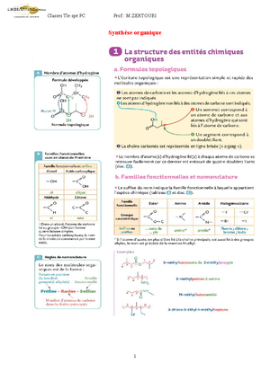 Résumé Chimie Organique S3 SMP(SMC)-1 - Structure des composes ...
