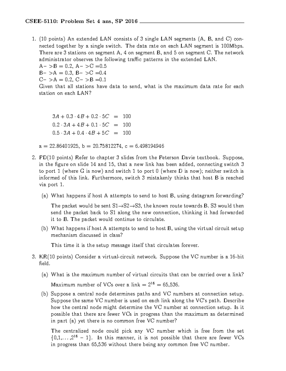Cs5110 hw4 sp 16 - Problems on network flow - CSEE-5110: Problem Set 4 ans, SP 2016 1. (10 ...