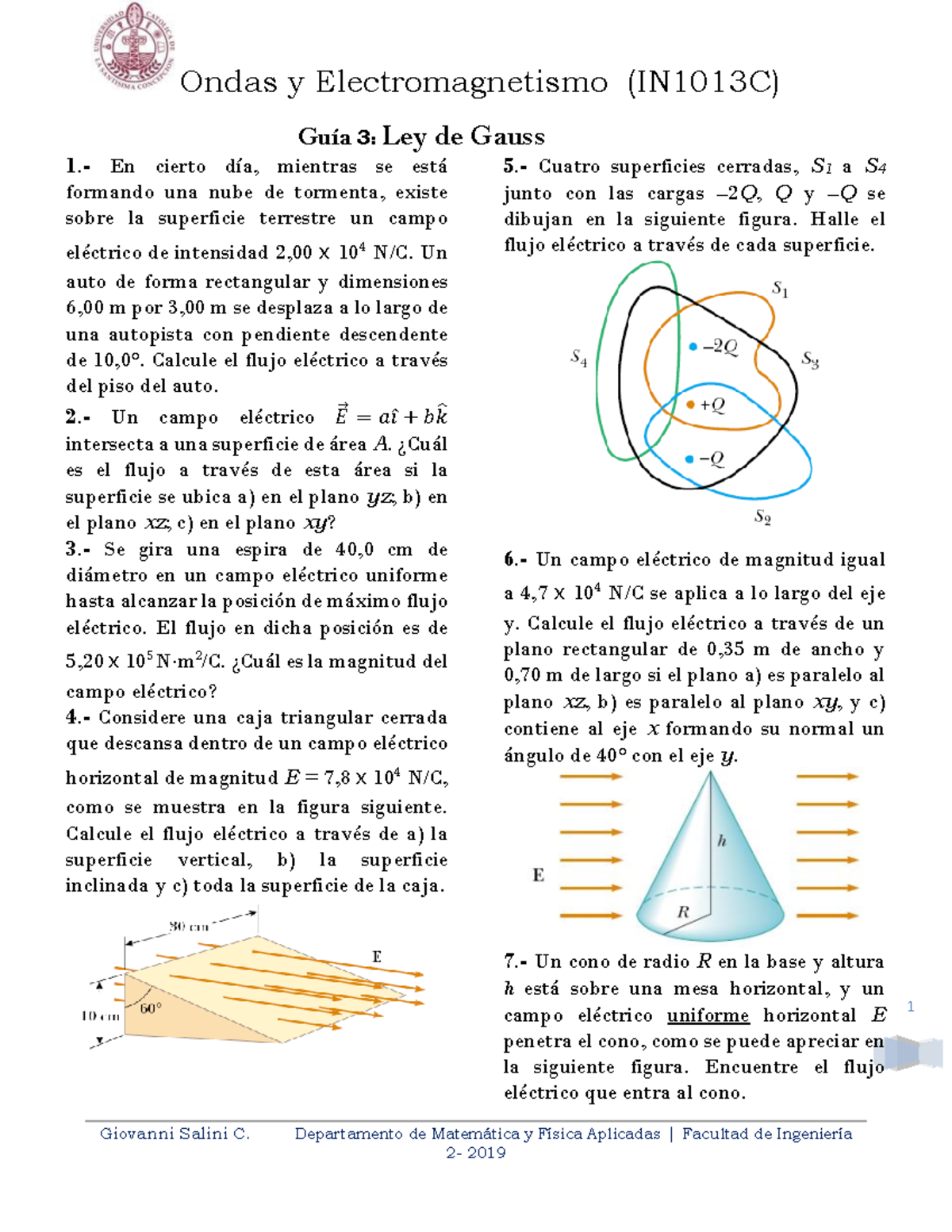 Guia 3 Ley de Gauss 2-2019 - Warning: TT: undefined function: 32 Ondas ...
