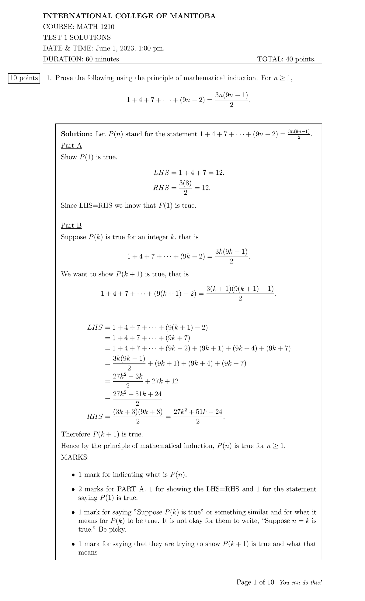 Midterm 1 - Feb - COURSE: MATH 1210 TEST 1 SOLUTIONS DATE & TIME: June ...