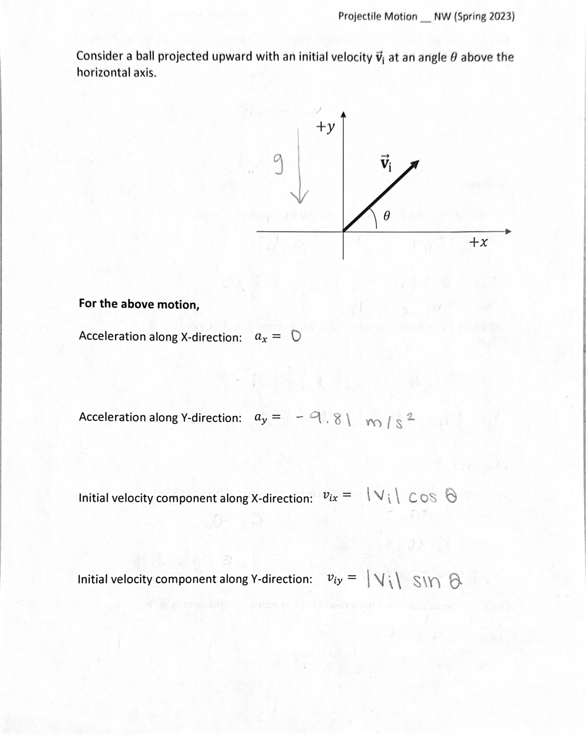 Projectile Motion - PHYS 1251 - Studocu
