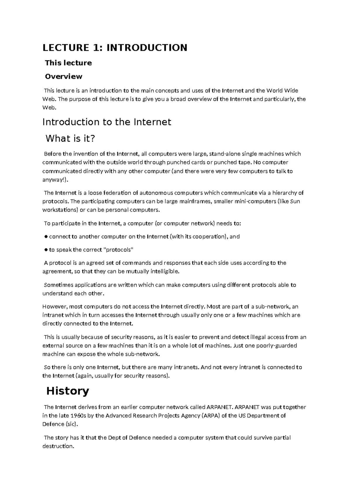 Lecture 1 - this are the parts you didn't know bout the internet ...