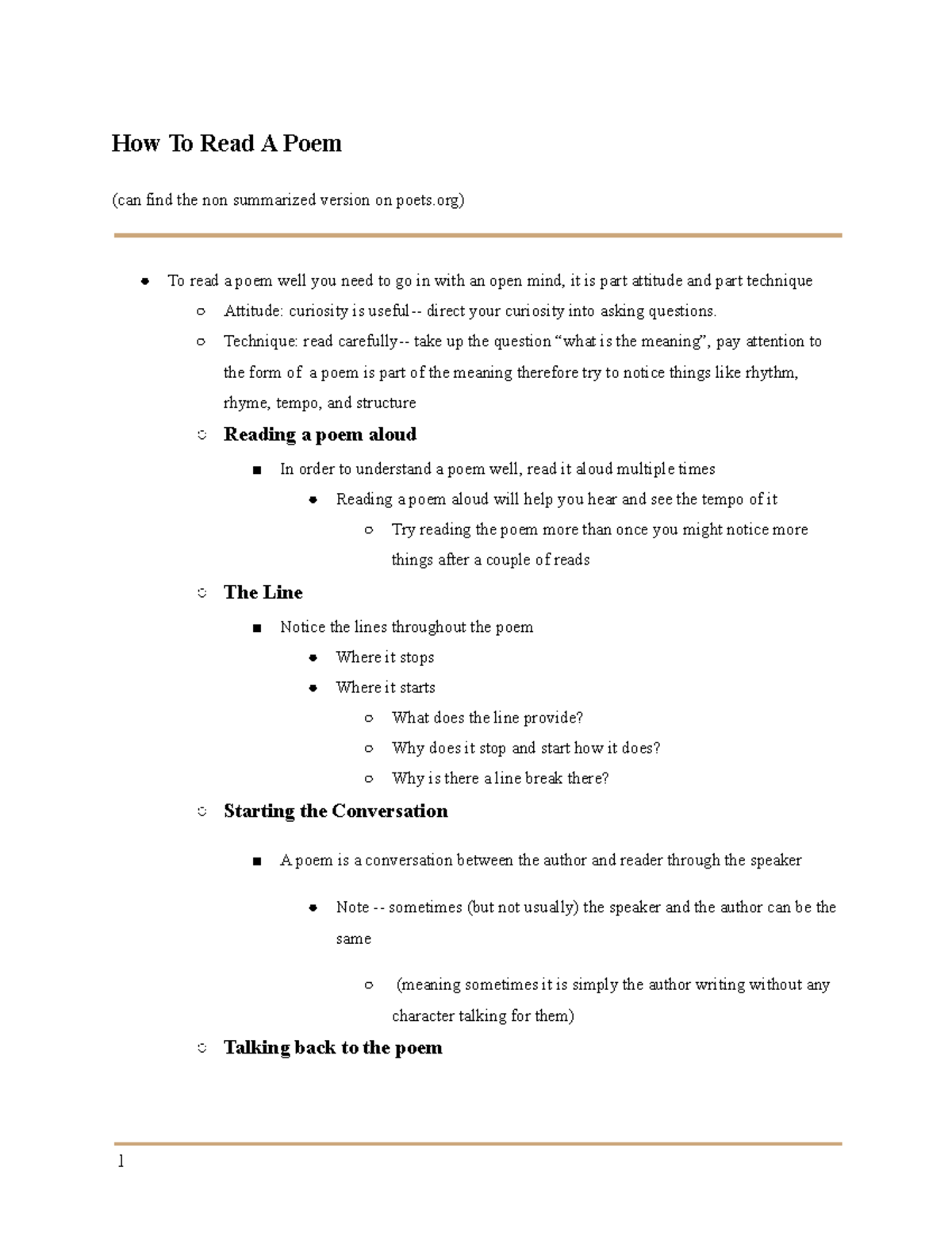 How to Read a Poem - How To Read A Poem (can find the non summarized ...