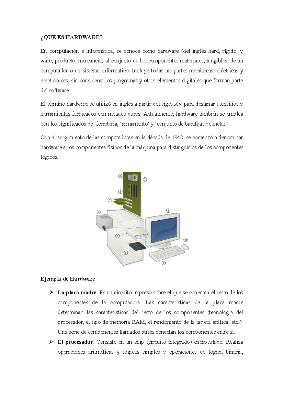 CONCEPTOS DE HADWARE Y SOFWARE - ¿QUE ES HARDWARE? En computación e ...