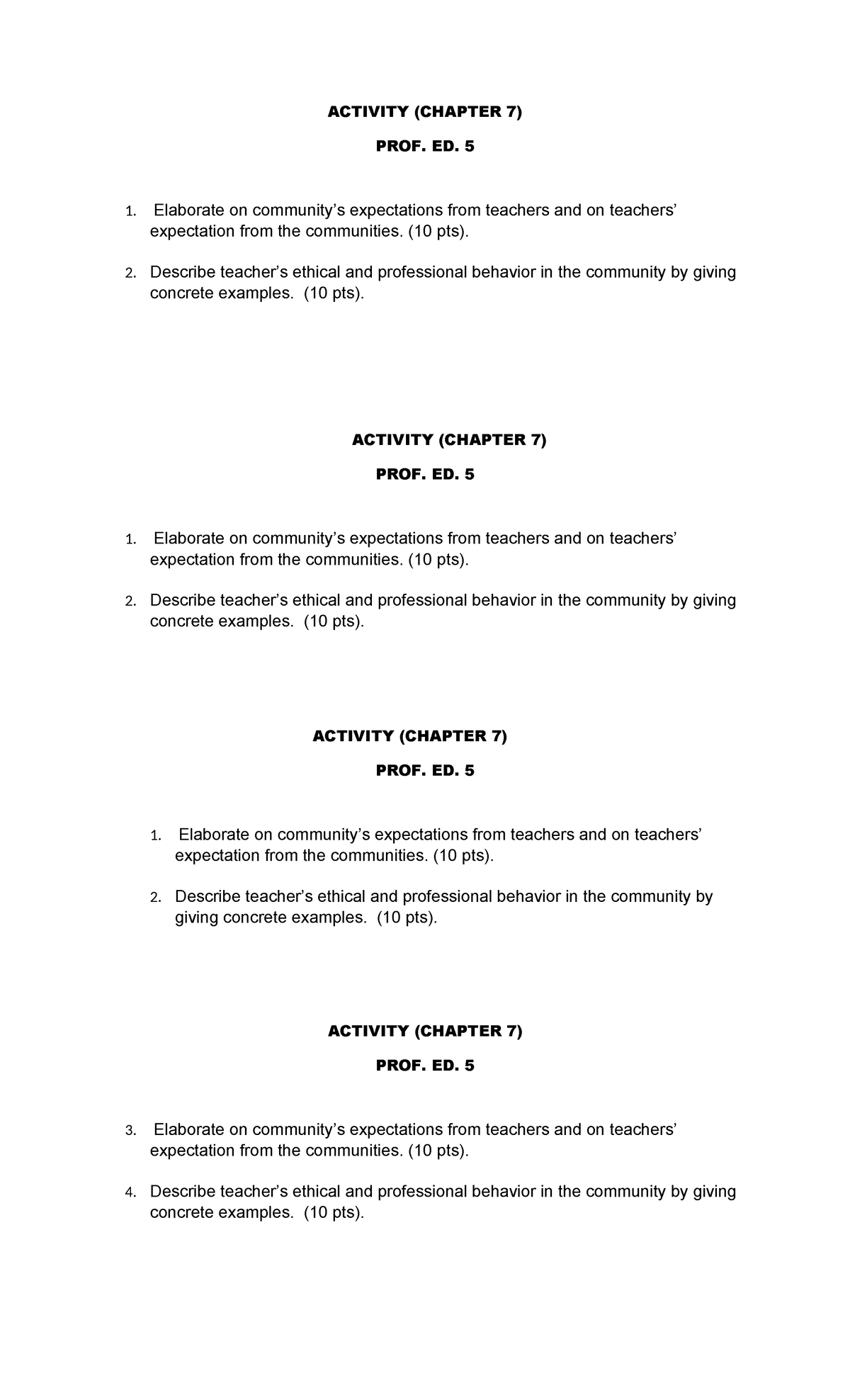 Activity (Chapter 7)Prof.Ed. 5 - ACTIVITY (CHAPTER 7) PROF. ED. 5 1 ...