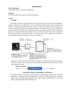 Lab 4 cmt 350 - Experiment 4 CMT 350 process instrumentation ...