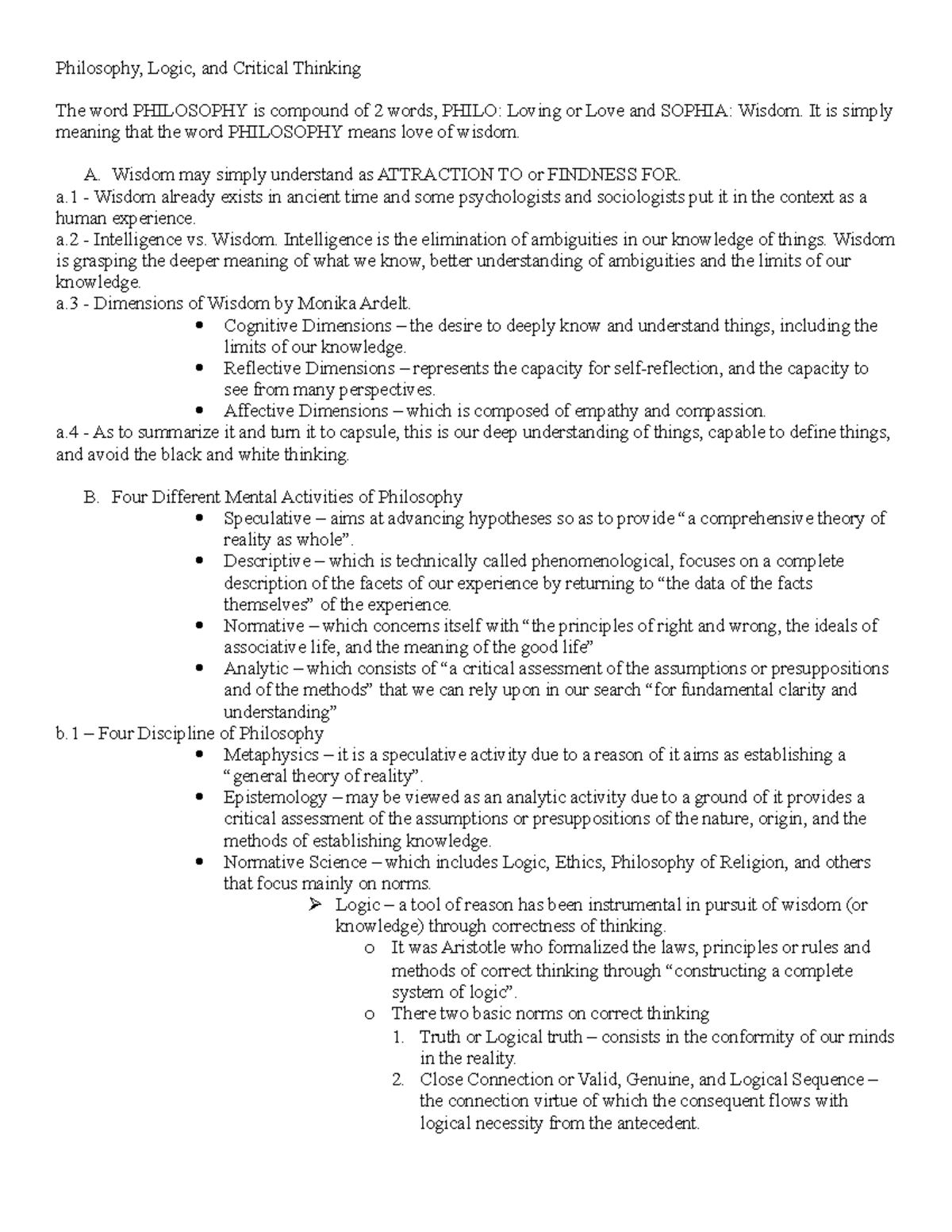 Philosophy and Logic - For introduction class - Philosophy, Logic, and ...