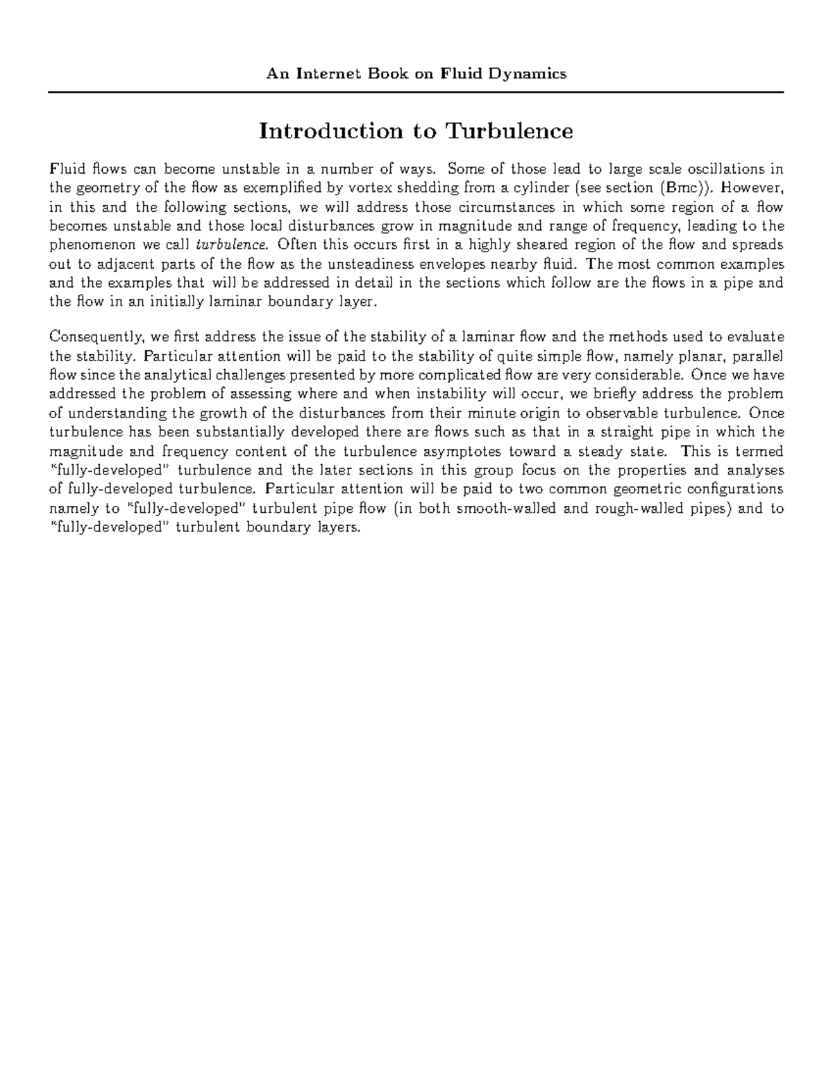 Introduction to Turbulence - An Internet Book on Fluid Dynamics ...