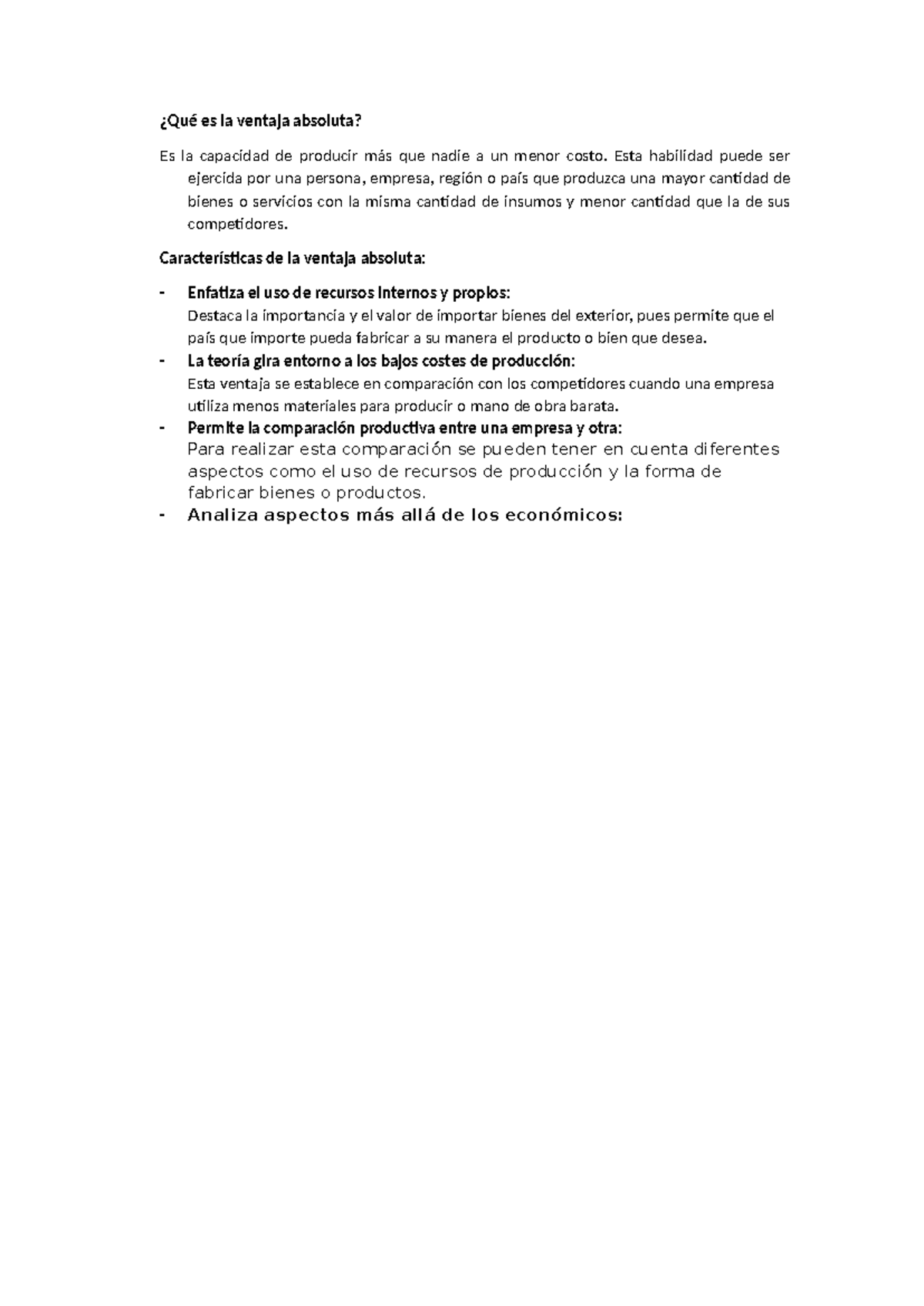 business 331188 - ¿Qué es la ventaja absoluta? Es la capacidad de ...