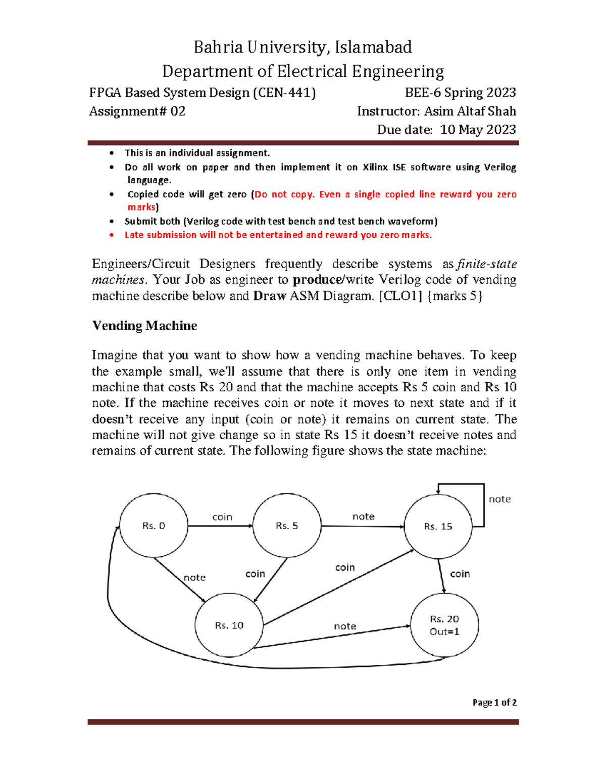 Assignment 02 Spring 2023 03052023 112510 am - Bahria University, Islamabad Department of ...