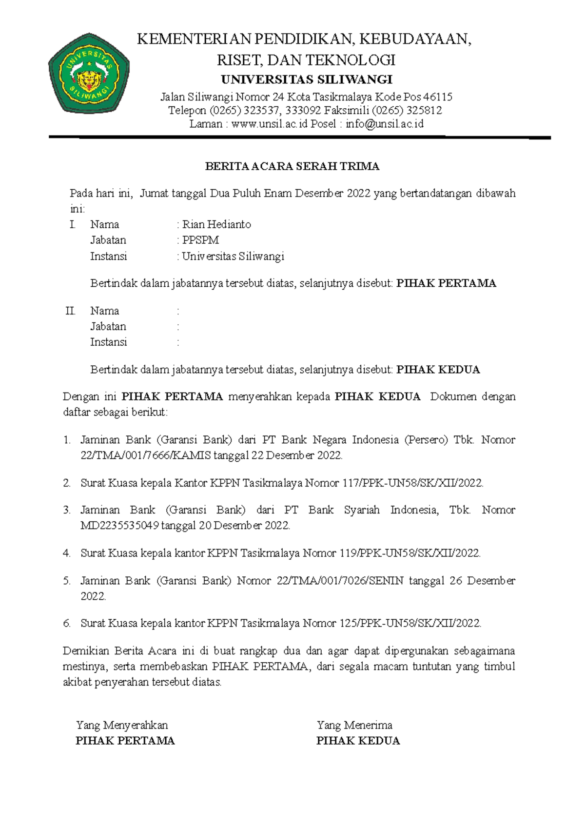 BASTerima - contoh BAST - KEMENTERIAN PENDIDIKAN, KEBUDAYAAN, RISET ...