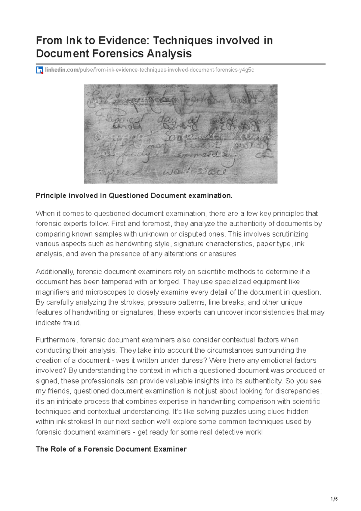 From Ink to Evidence Techniques involved in Document Forensics Analysis ...