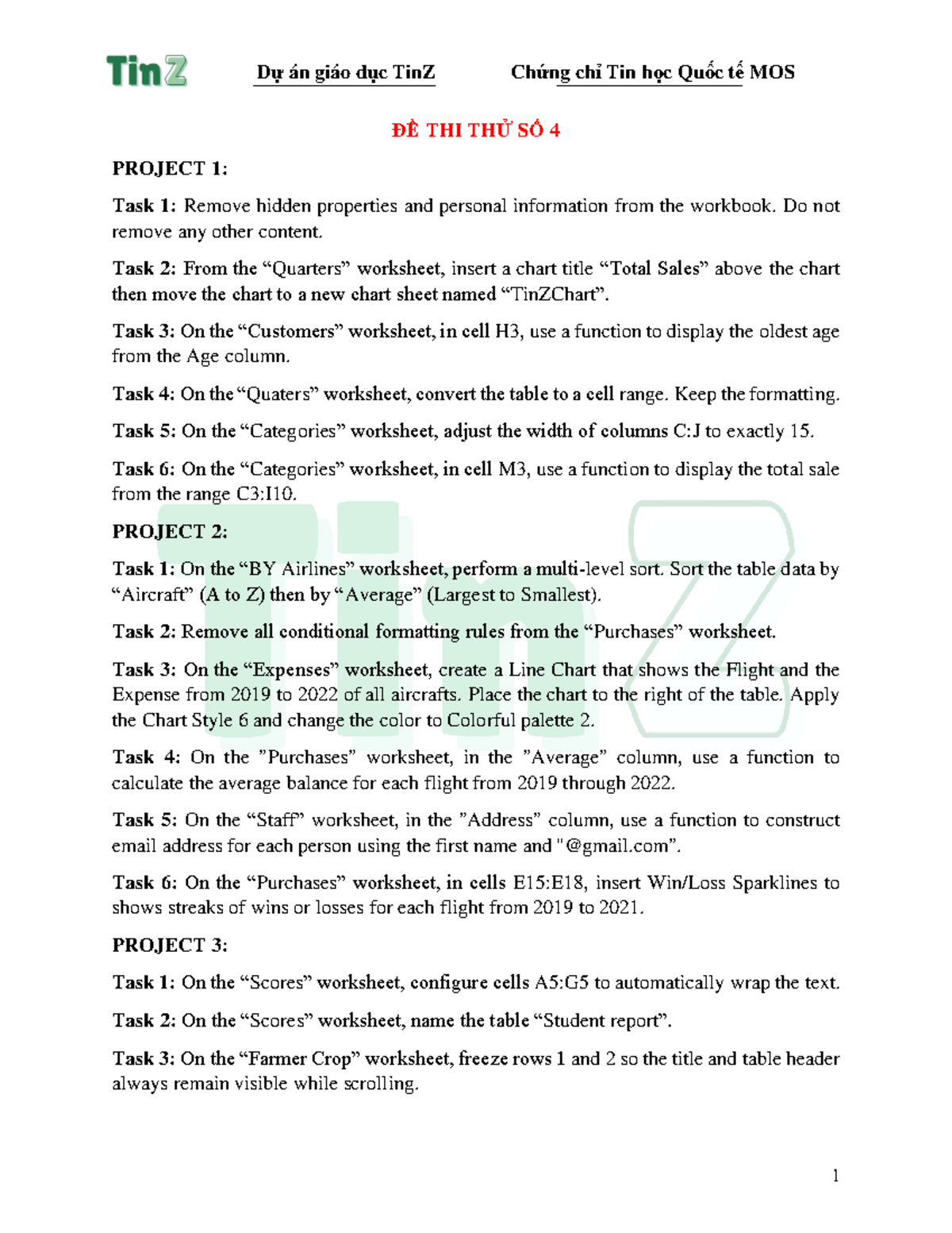 Đề thi thử số 4 - ĐỀ THI THỬ SỐ 4 PROJECT 1: Task 1: Remove hidden properties and personal - Studocu