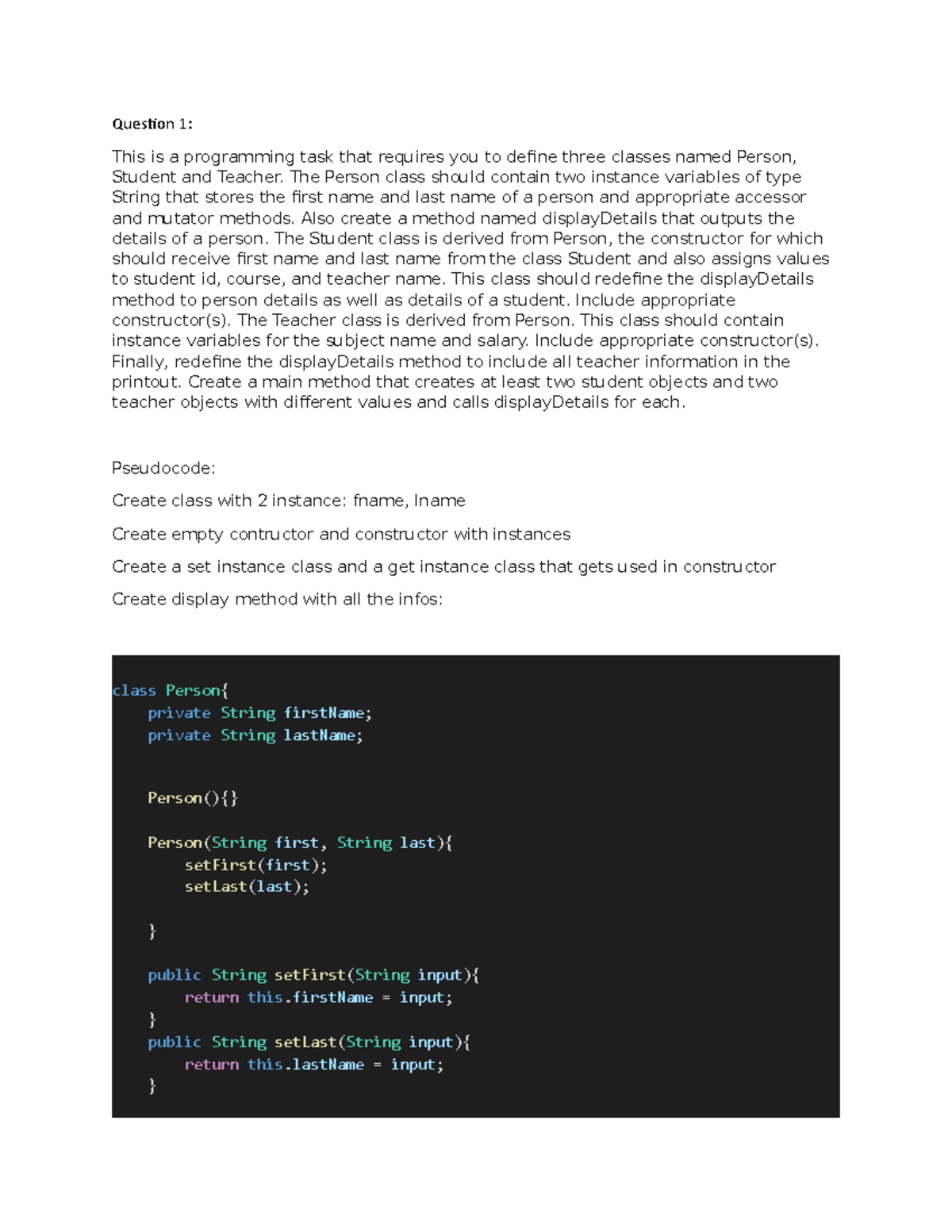 COMP249-chapter 4 assignment - Question 1: This is a programming task ...