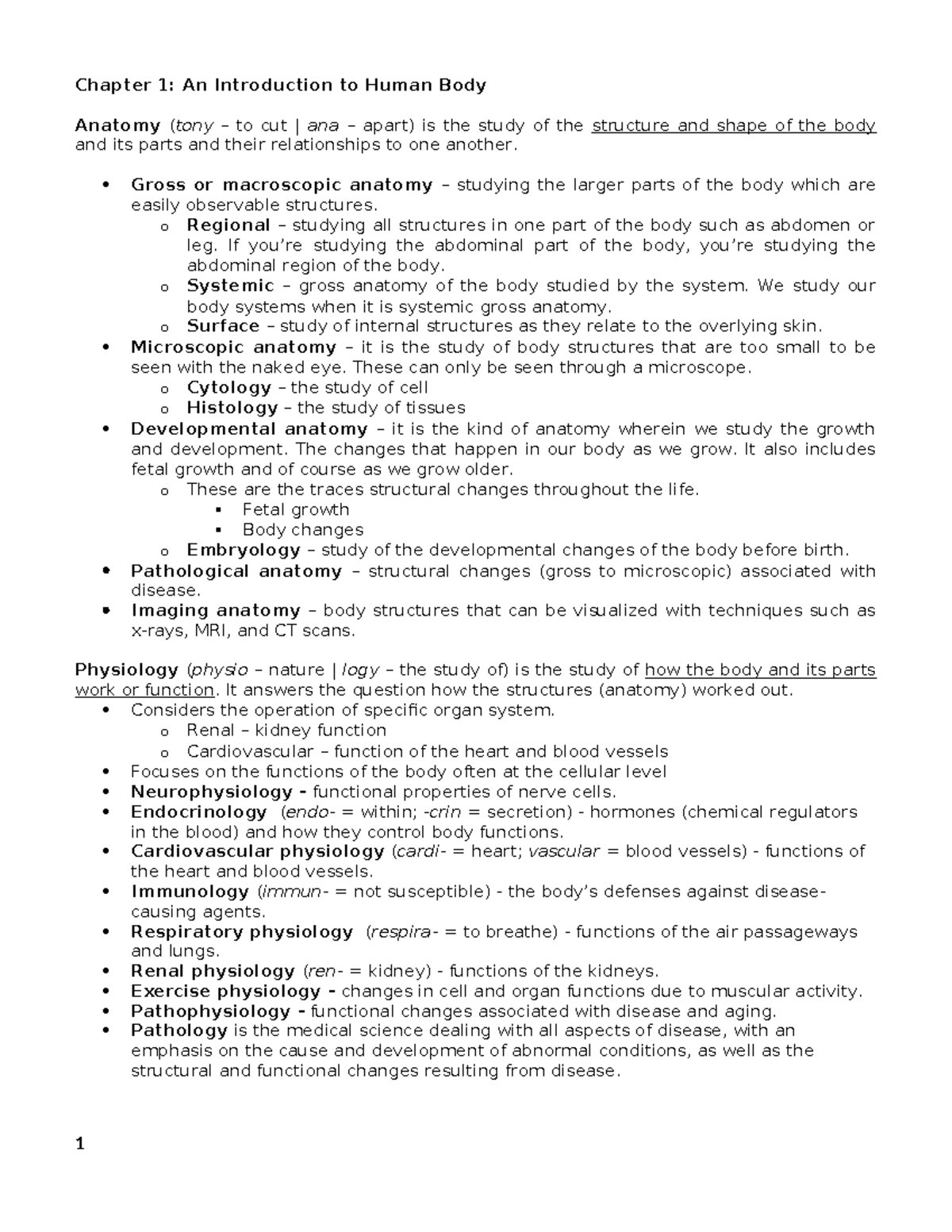 Chapter 1- Anaphy - Chapter 1: An Introduction to Human Body Anatomy ...