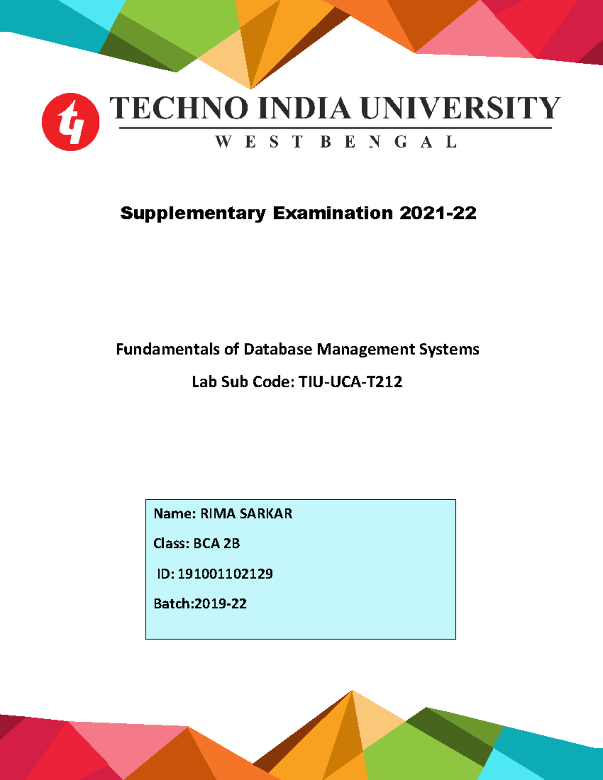 RIMA Sarkar - tfutr ttfrj - Supplementary Examination 2021 ...