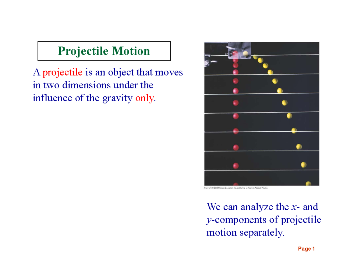 5.Kinematics-pre - Lecture Notes - Projectile Motion A projectile is an ...