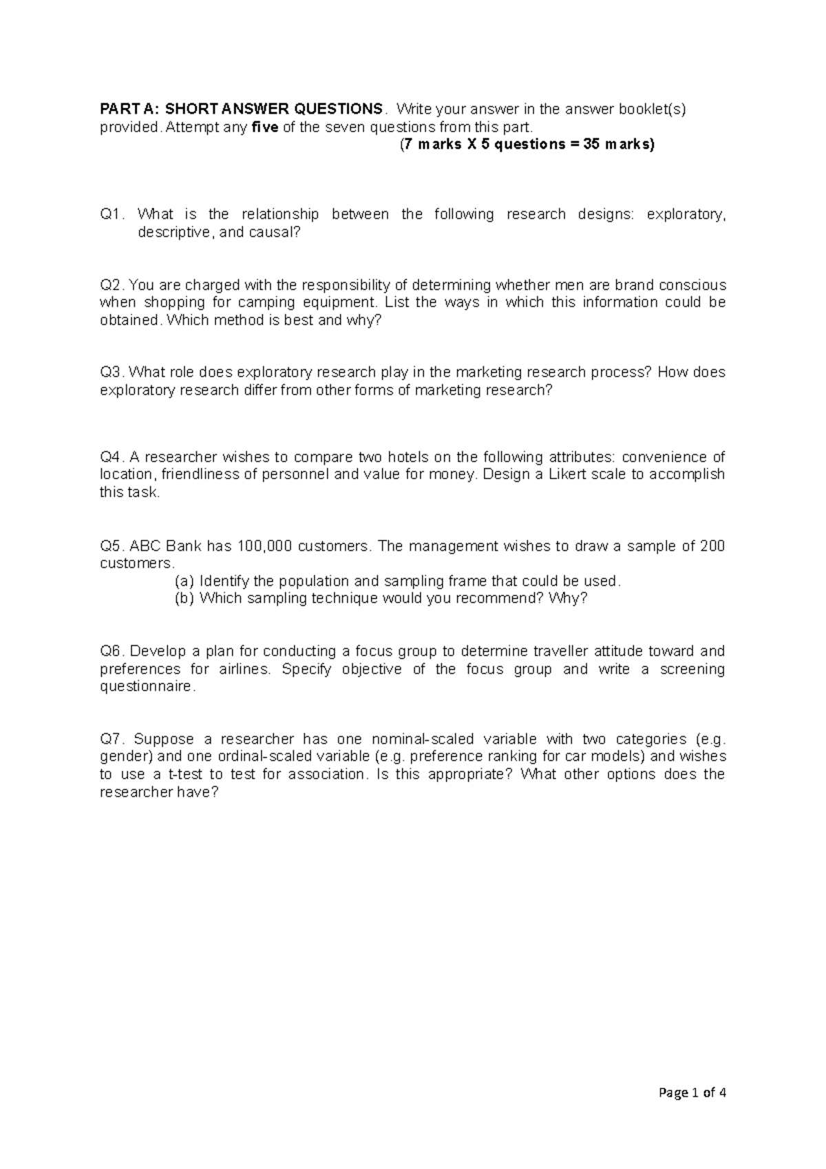 Mock Exam Paper 2017 - PART A: SHORT ANSWER QUESTIONS. Write your ...