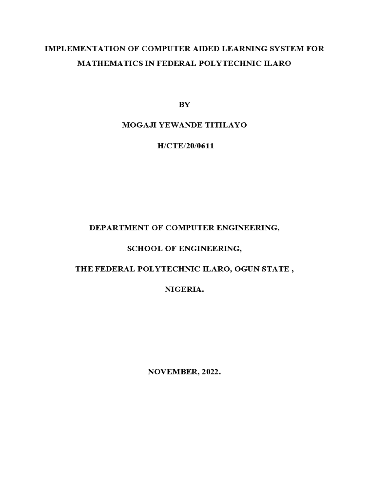 Computer Aided Learning System - IMPLEMENTATION OF COMPUTER AIDED LEARNING SYSTEM FOR ...