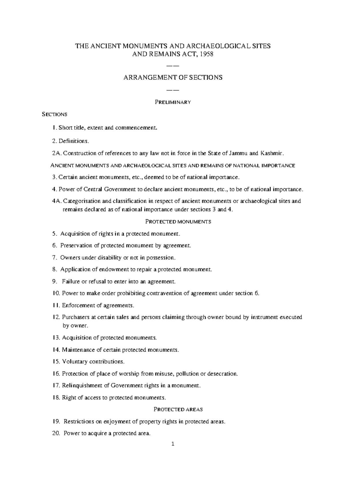 The Ancient Monumentsand Archaeological Sitesand Remains Act 1958 12 ...