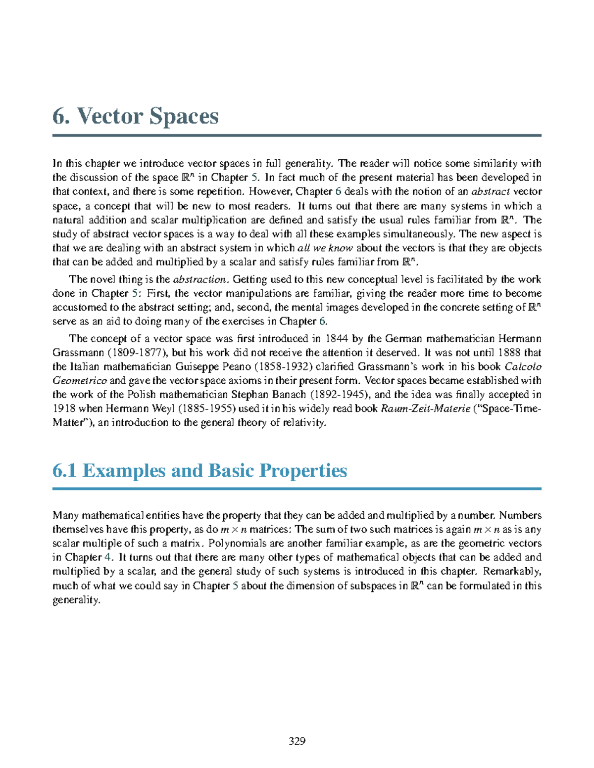 Chapter 6 - NOTES - 6. Vector Spaces In this chapter we introduce ...
