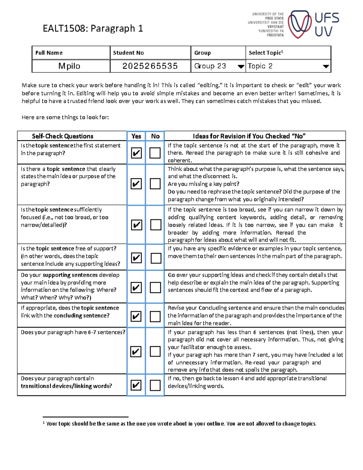Paragraph 1 Editable template - EALT1508: Paragraph 1 Make sure to ...