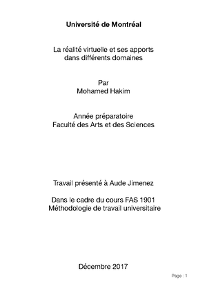 Guidepresentation - Guide de présentation d'un travail écrit - FAS1901 - UdeM - Studocu