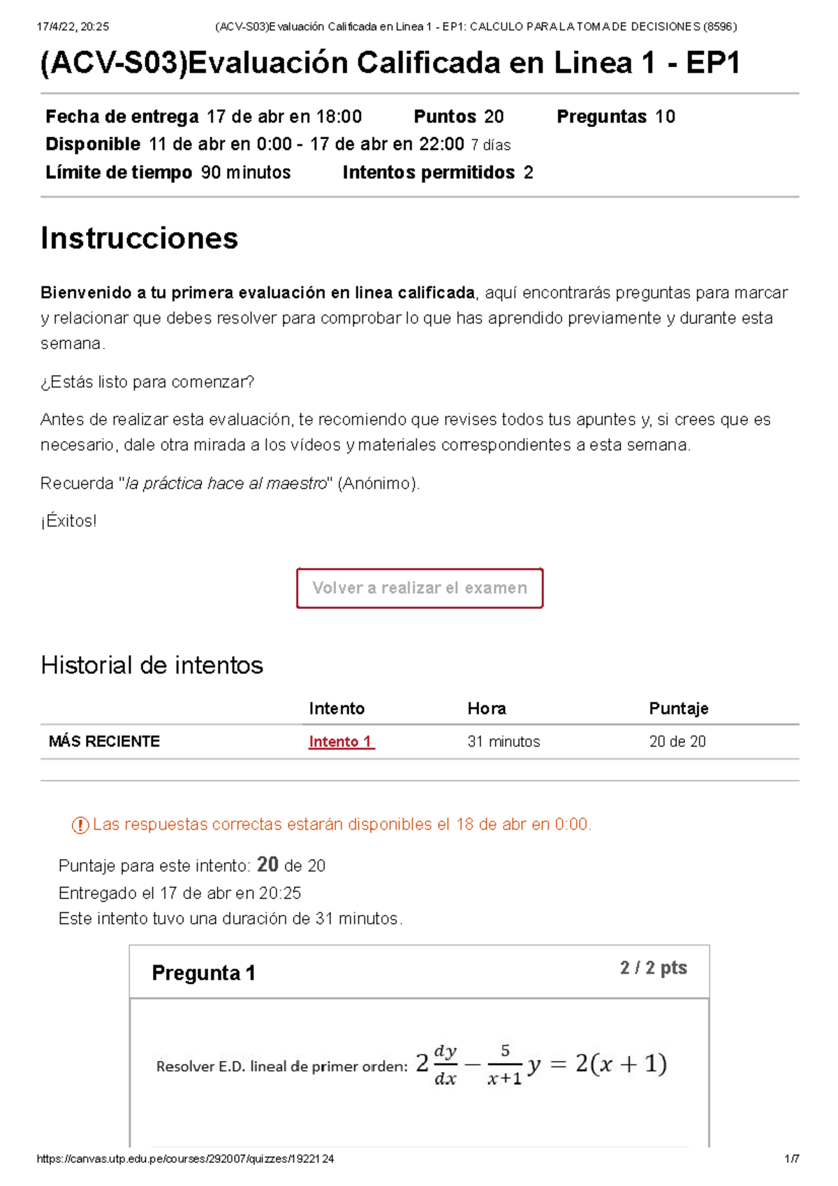 (ACV-S03)Evaluación Calificada en Linea 1 - EP1 Calculo PARA LA TOMA DE Decisiones (8596 ...