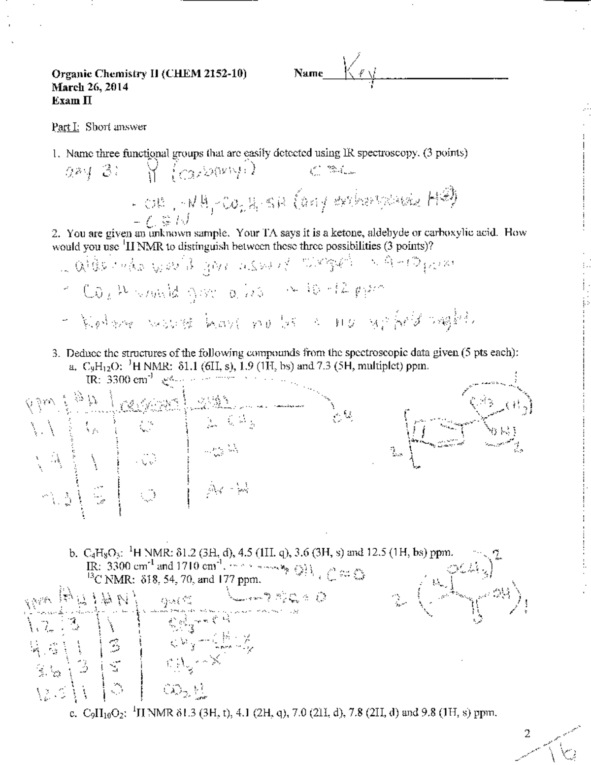 Chem 2152 2014 Exam 2 Key - CHEM 2152 - Studocu