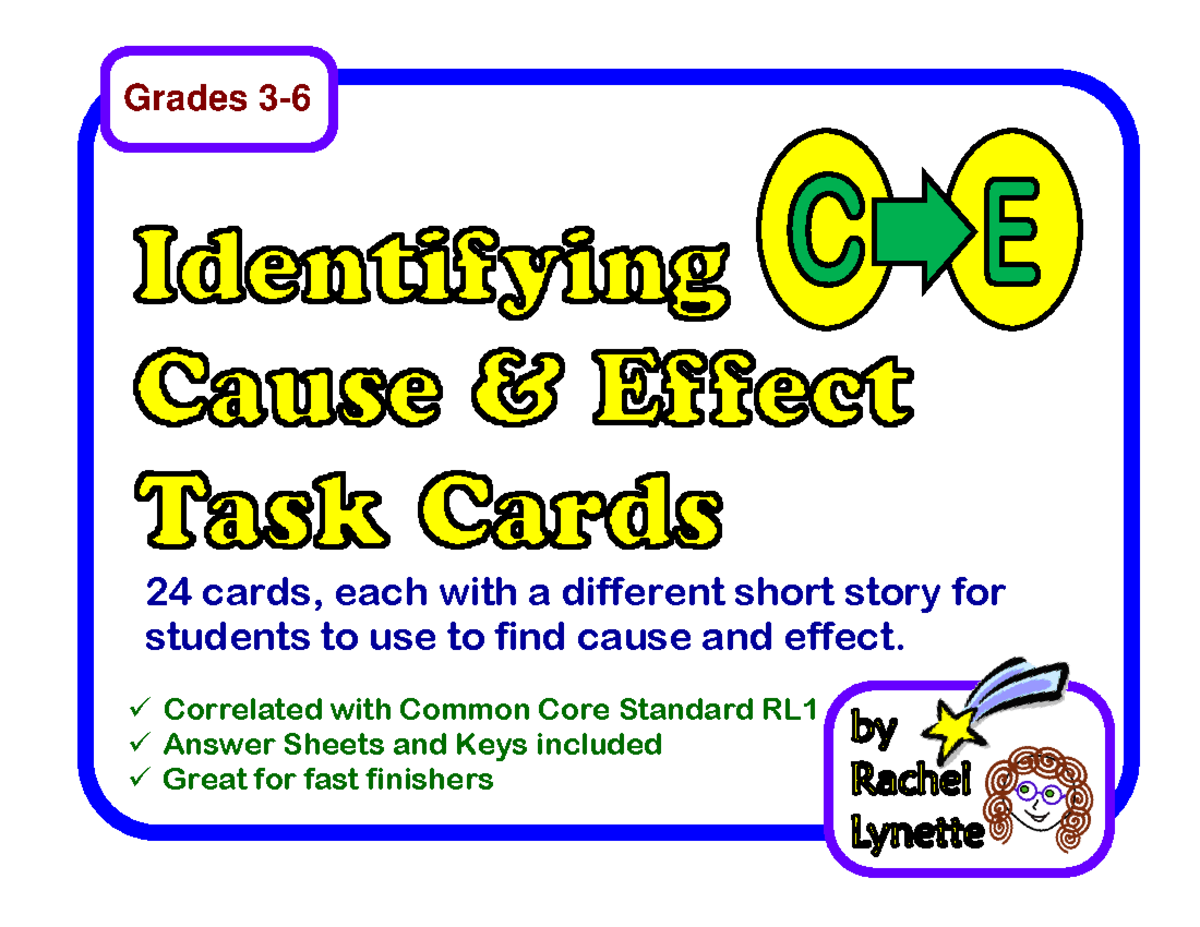 Cause and effect indentify - Grades 3- 24 cards, each with a different ...