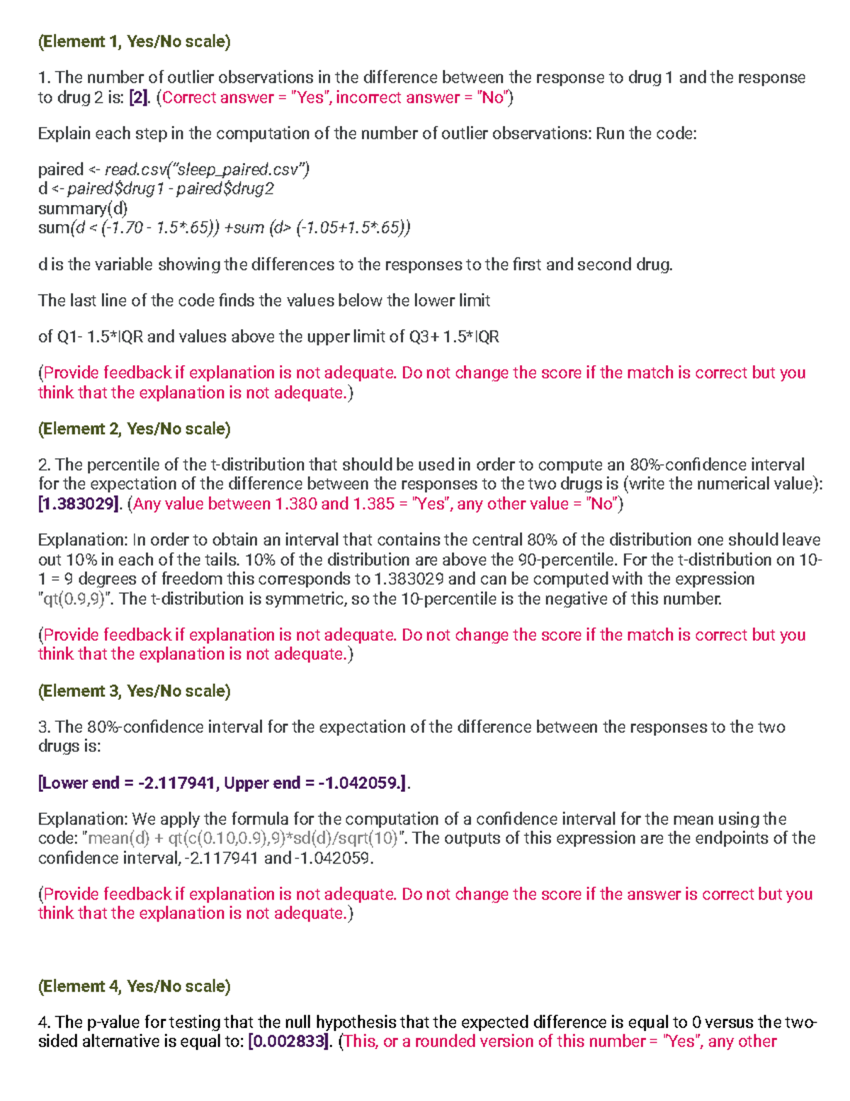 MATH 1281 Assignment Unit 4 - (Element 1, Yes/No scale) The number of outlier observations in ...