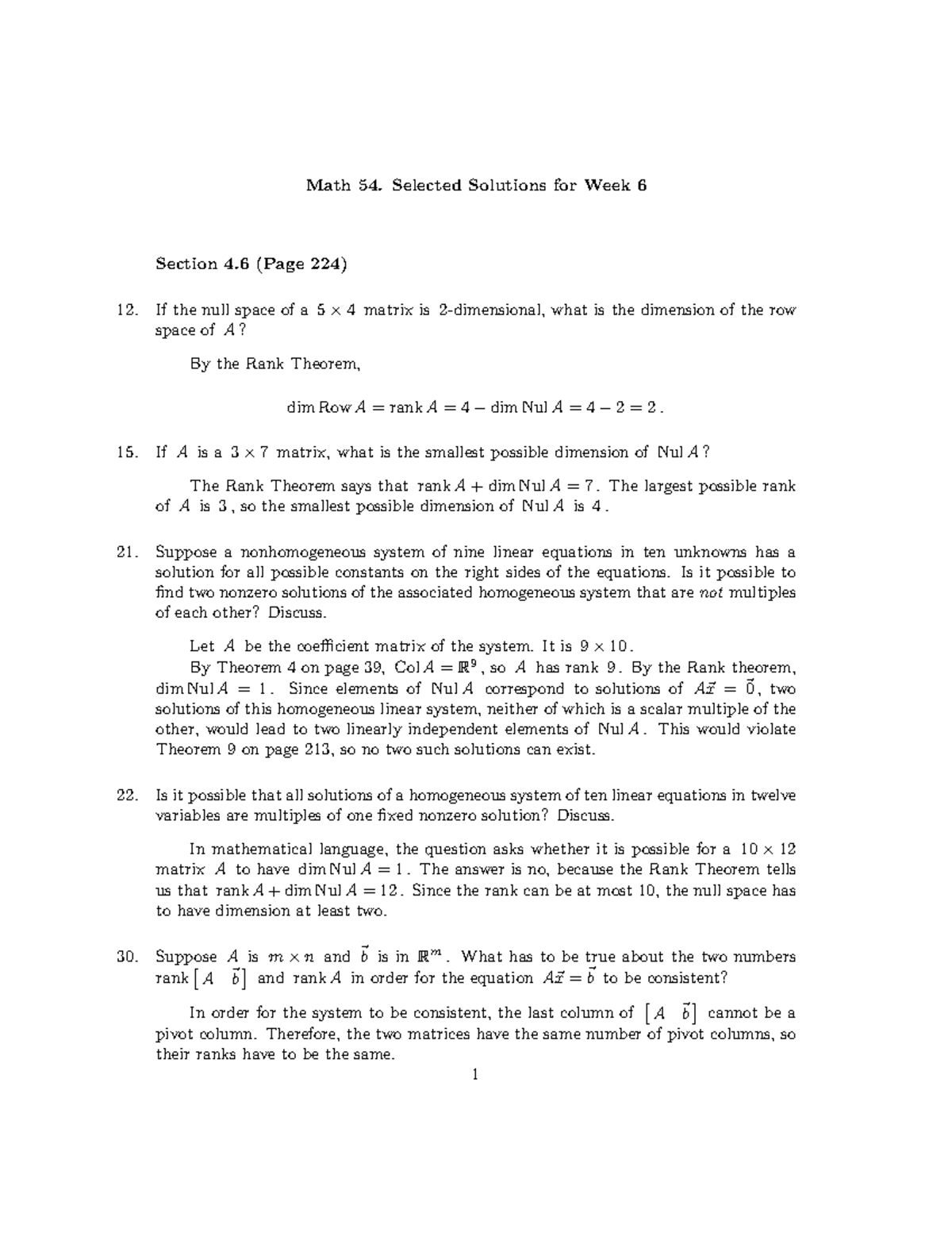 Homework 6 - Solutions berkley math - Math 54. Selected Solutions for ...