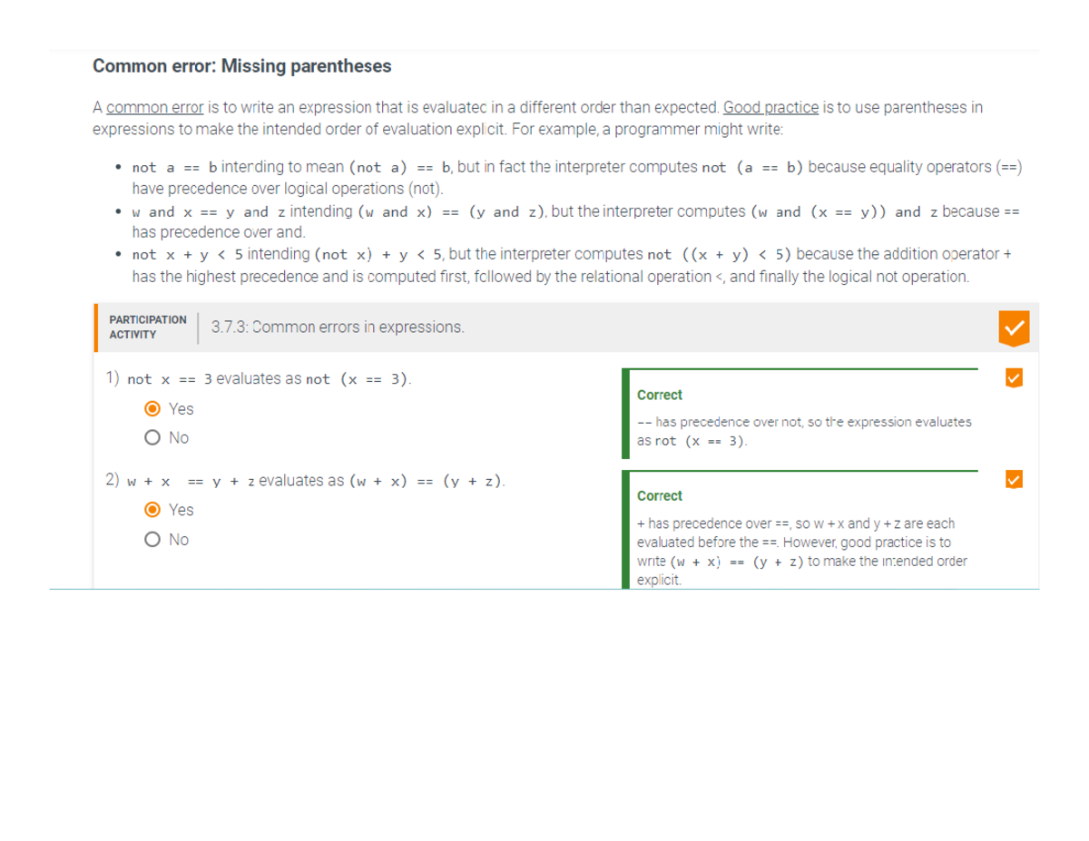 3.7.3 Common errors in expressions - IT140 - Studocu