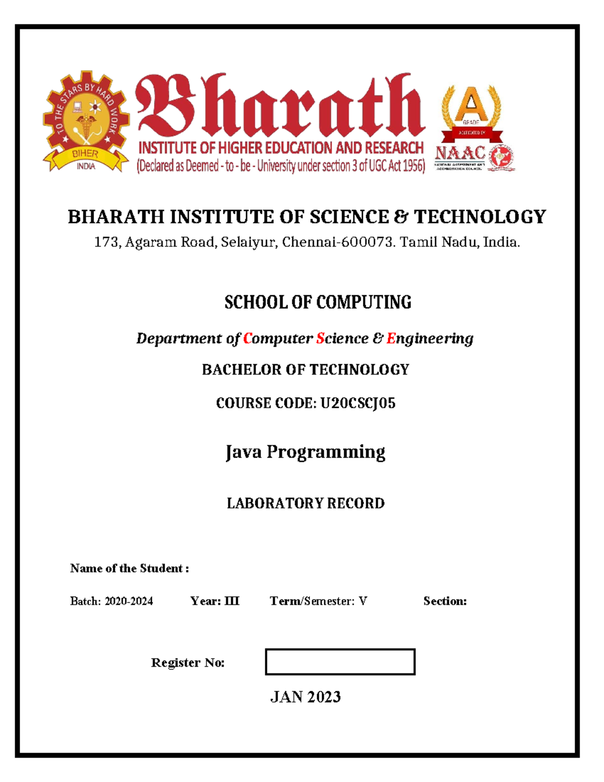 Final Java Lab Manual - nice - BHARATH INSTITUTE OF SCIENCE ...