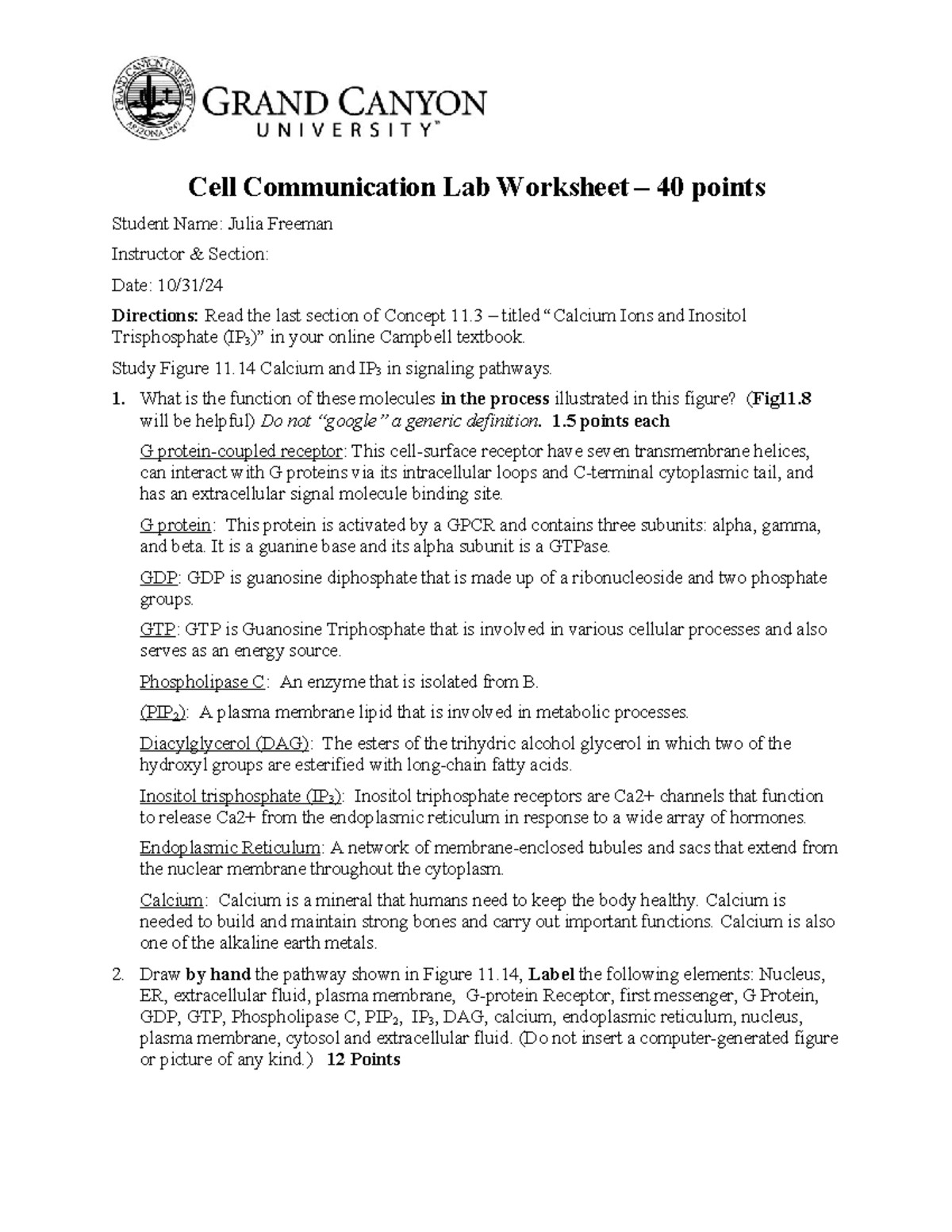 BIO-181L F22 Cell Communication Wksht - Cell Communication Lab ...