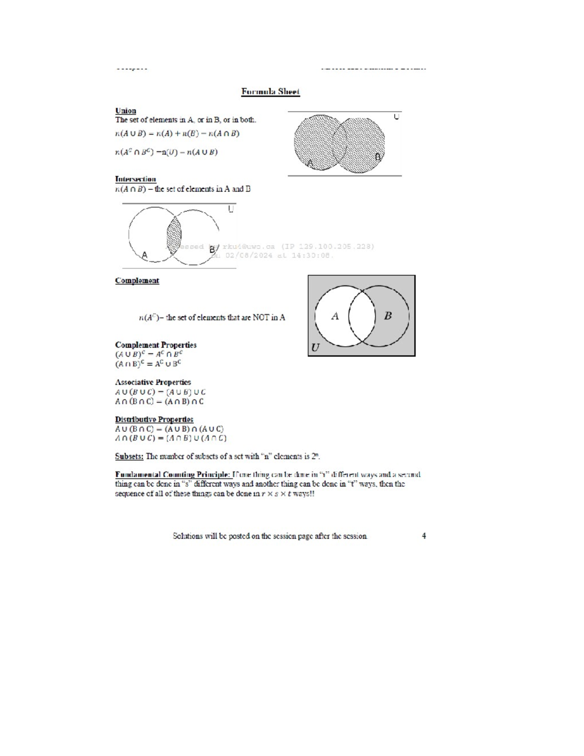 1228 formulas - Formula sheet for intro statistics. - Mathematics 1228A ...
